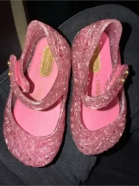 Mini Melissa | Shoes | Mini Melissa Pink Glitter Jelly Mary Jane Shoes ...